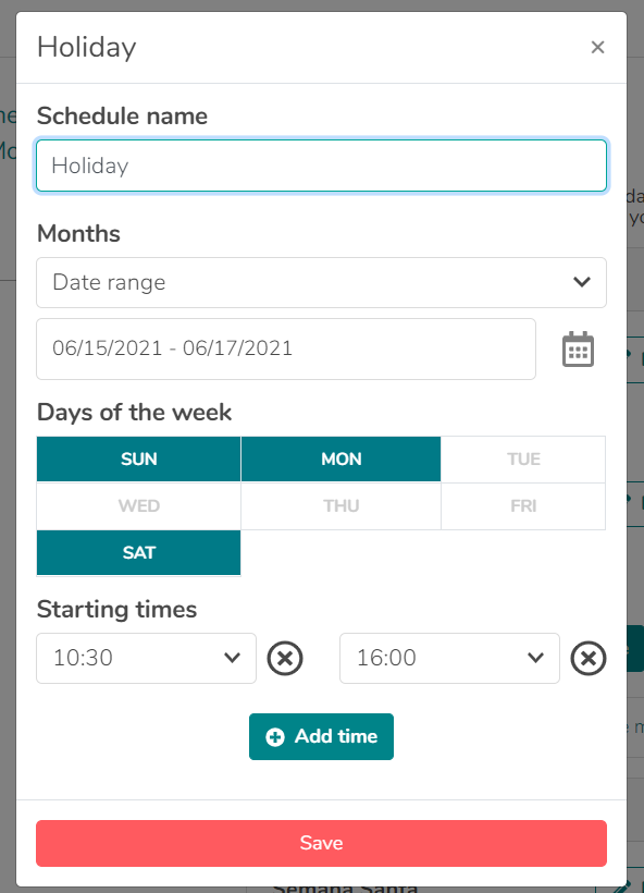 How to create/update a tour schedule?